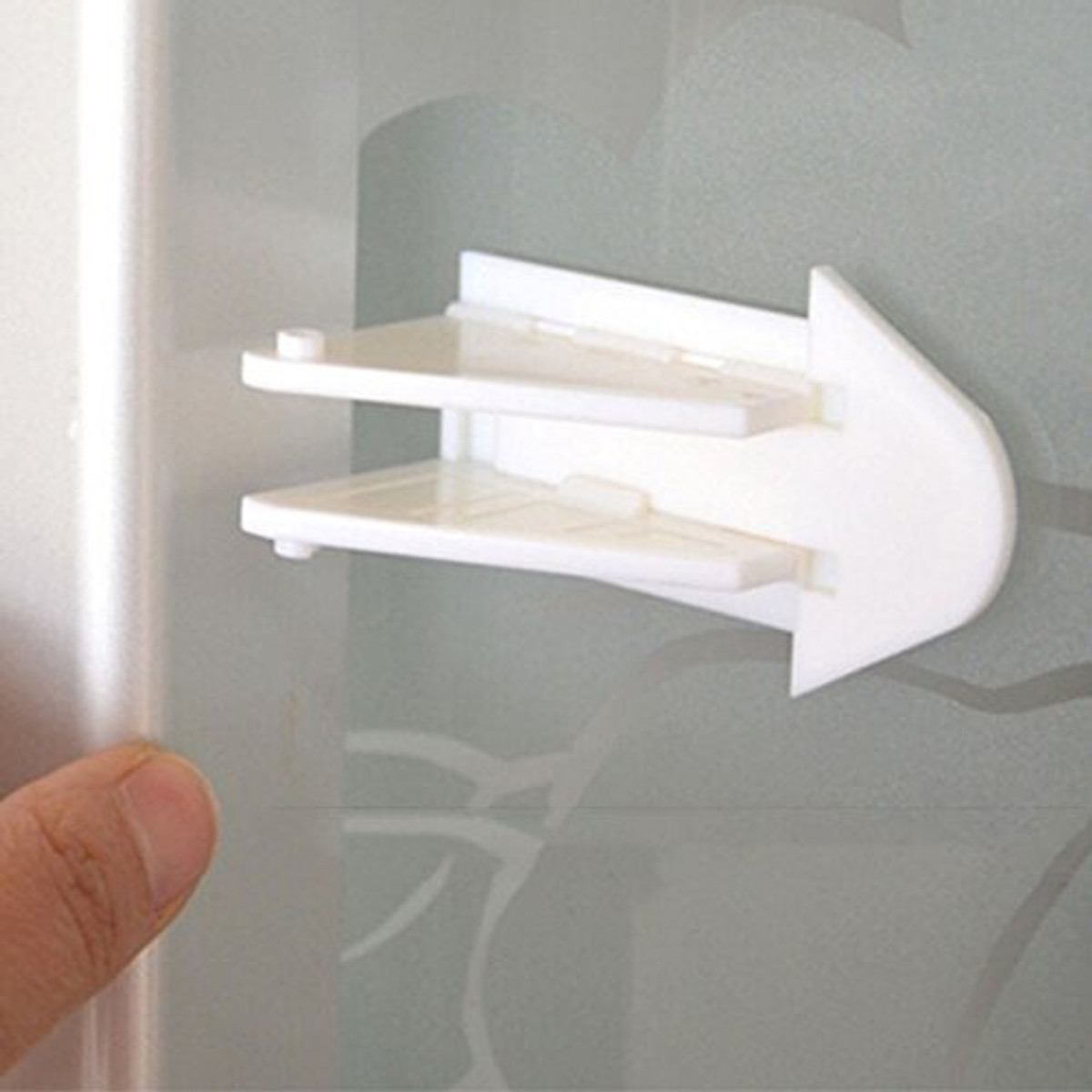 Alamic Adhesive Sliding Door Lock for Patio, Closet, Windows, RV, Baby Proof Child Safety Latch, No Tools Needed, White - 6 Pack
