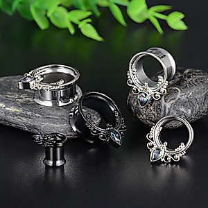 COOEAR 1 Pair Surgical Steel Ear Gauges Double Flared Seashell Ear Tunnels and Plugs Earrings Stretcher.