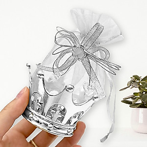 JC HUMMINGBIRD JCHB 24 Pieces Fillable Silver Crown with Pouch Party Favors
