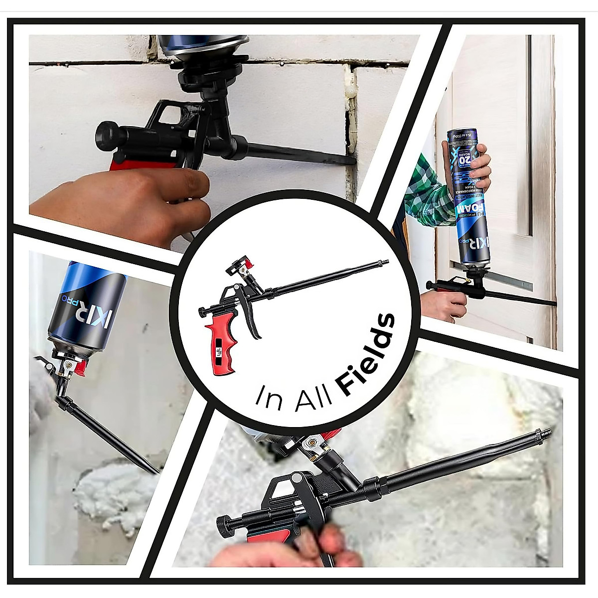 Luft Professional Expanding Foam Spray Gun (1 Insulation Gun + 9 Extenders) PU Insulating Applicator Heavy Duty Metal Body Dispensing Foam Gun Suitable for Caulking, Filling, Sealing