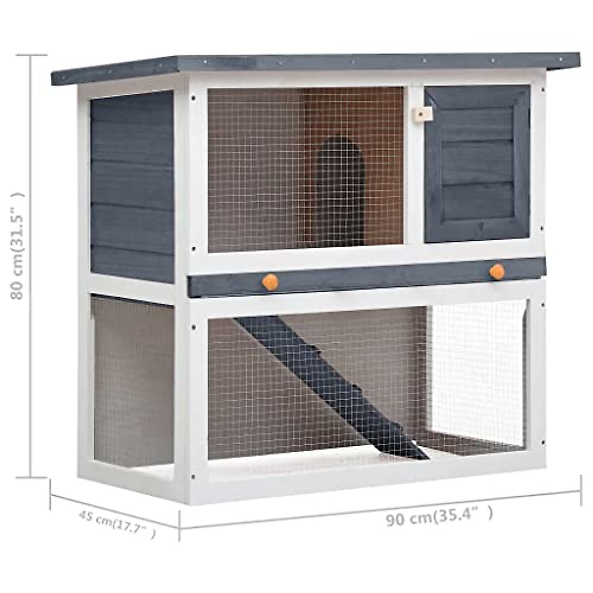 vidaXL Outdoor Rabbit Hutch 1 Door Weather Resistant Heavy Duty Animal Cage Bunny Living Small Animal Shelter Brown Wood