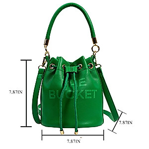 Bucket Bags for Women, Mini Bucket Bag Purses Soft Leather Crossbody Bucket Bags Drawstring Handbags Boho Bag (Green)