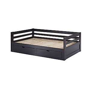 Alaterre Furniture Jasper Twin to King Extending Day Bed with Storage Drawers, Espresso