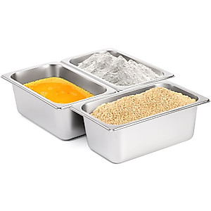 TOPZEA 4 Pack Hotel Pans, 1/4 Size 4" Deep Stainless Steel Steam Table Serving Pan, Buffet Dinner Catering Food Pans, Warmer Breading Tray Batter Pan for Restaurant Salad Bar Party Supplies