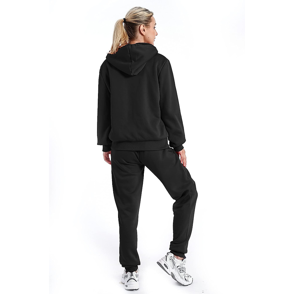 Gary Com 2 Piece Outfits Women's Fleece Sherpa Lined Sweatsuits Long Sleeve Hoodie and Sweat Pants Winter Warm Tracksuit Set Jogging Zip Up Workout Suit