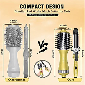 Travel Size Hair Blow Dryer Brush & 1 Inch Mini Curling Wand Set, Hot Air Brush with 3 Temperature Settings & Travel Curling Iron Set for Drying, Styling, Curling, Volumizing
