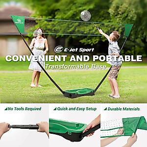 E-jetSport Portable Badminton Net Set with Storage Base, Rackets Lightning Shuttlecocks Combo Set for Family & Kids, Easy Setup for Backyard Training, Beach, Park, Picnic Games, Green,EOB375402021