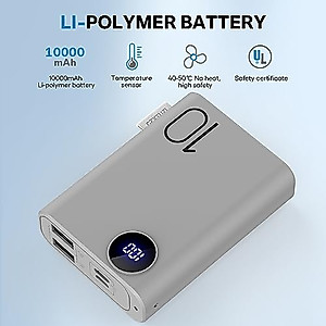 CZXTUZI 5V 2A Power Bank for Heated Vest, Packet Size 10000mAh Heated Jacket Battery Pack, LCD Display Portable Charger for Heated Coat,Heated Pants etc.