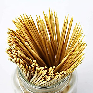 [200 Pack] 8" Bamboo Skewers BBQ Sticks for Shish Kabob, Fondue, Satay, Outdoor Grilling, Marshmallow, Appetizer, Fruit, Corn, Chocolate Fountain, Cocktail