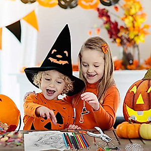 Auihiay 145 Pieces Halloween Heat Shrink Plastic Sheet Kit Include 8 Shrink Paper with Halloween Patterns, 4 Blank Shrink Film Papers, Hole Punch, Keychains, Pencils for Kids DIY Creative Craft