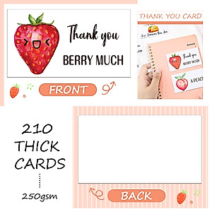 Woanger 210 Pcs Funny Thank You Cards Bulk Small Thank You Notes Pun 2 x 3.5 Inch Employee Appreciation Card Greeting Note Cards For Christmas Gifts Business Coworker Friends Recognition (Fruit)