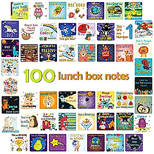 Lunch Box Note for Kids Kindergarten,School Lunch Accessories for Kids-100 Cute Encouragement,Positive Affirmation Cards for Boys & Girls(With DIY Blank Back),Inspirational and Motivational Lunch Note
