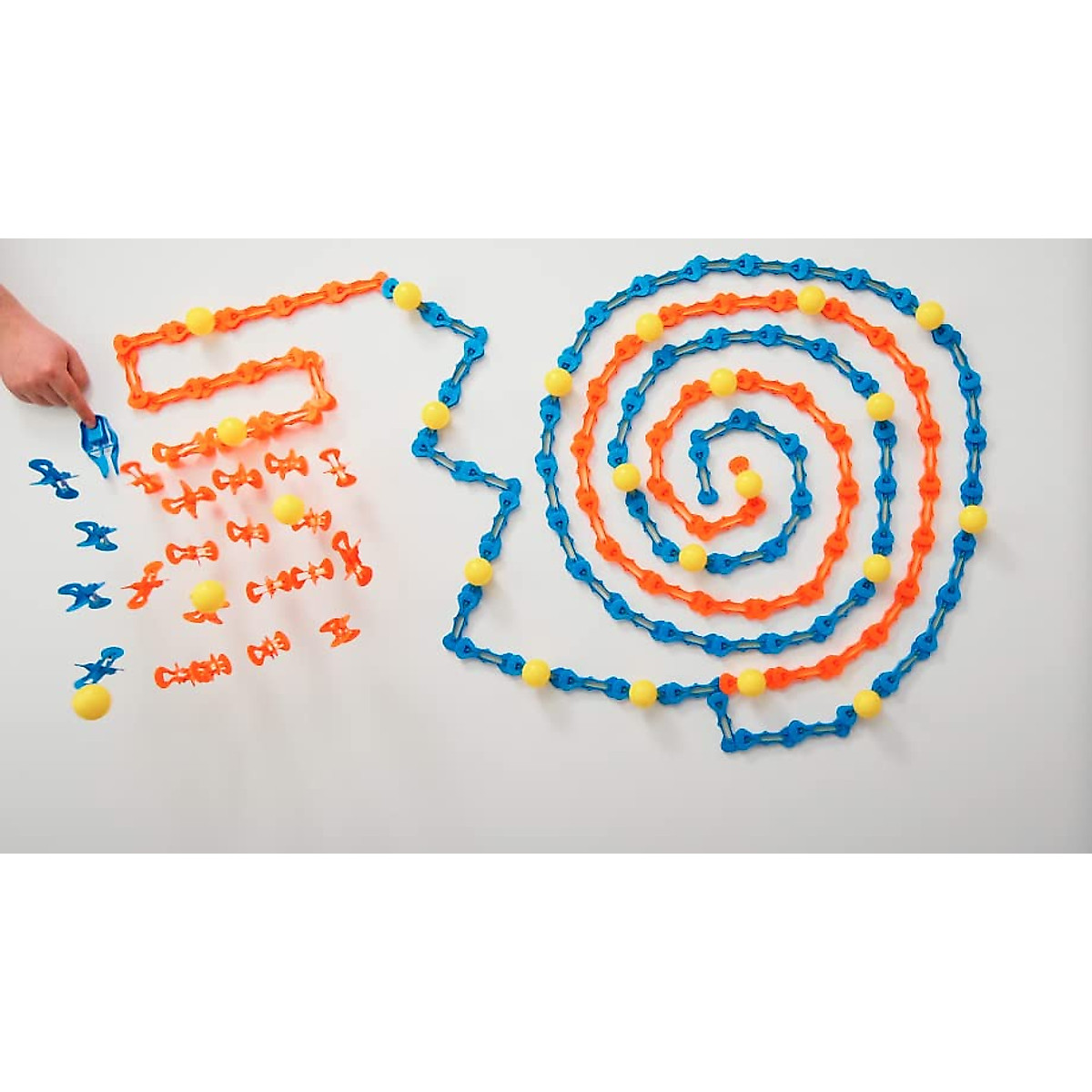 Zip Linx Jumping Domino Action - Hi-Fly Set | Chain Reaction Game - Create Unlimited Designs | Includes 22 ZipLinx, 3 Hi-Fly Balls, and 1 Launcher Key