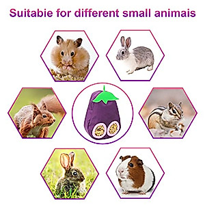 Guinea Pig Hay Feeder, Rabbit Hay Feeder Bag with Zipper Closure for Bunny Chinchilla Small Animals, Large Capacity Less Waste, Reduce Mess and No Odor (Purple)