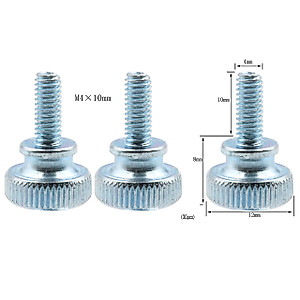 LBY 30pcs Knurled Hand Screw, M4 x 10mm Flat Knurled Head Fully Threaded Thumb Screws(Double Layer Step), Carbon Steel Galvanize