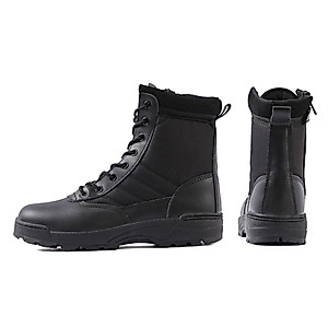 QMFUR Men’s Military Boots Outdoor Hiking Boots Work Boots Tactical Boots Durable Combat Boots Army Boots (Black, 10, numeric_10)