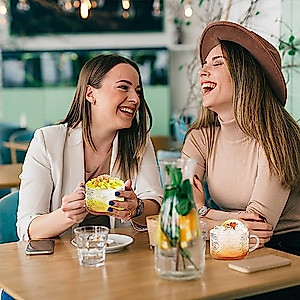 LUECMO Vintage Coffee Tea Cups [4 Pack], 14 oz Glass Tea Coffee Mugs, Clear Embossed Glass Cups for Cappuccino, Latte,Cereal, Yogurt, Beverage (2 sunflower + 2 raindrops)