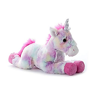 The Petting Zoo, Unicorn Stuffed Animal Plush Toy, Unicorn Gifts for Girls, Pastel Tie Dye Rainbow Unicorn with Silver Sparkly Horn, 14 inches