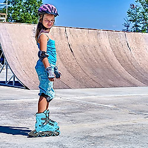 Suitable for Children and Teenagers, 4 Sizes of Adjustable Roller Skates and Bright Wheels, Suitable for Beginners' Indoor and Outdoor Roller Skates (Blue) (34-37(8-9 US)