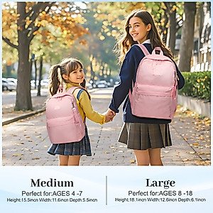 Caran·Y Kids Backpack Girls and Boys Classic School Backpack Light Weight Two Size Multi-pocket Pink