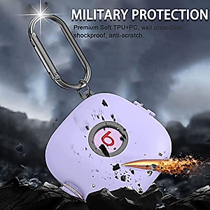 Miimall Compatible for Beats Fit Pro Case, [Upgrade Secure Lock][Anti-Lost Keychain] Military Protective Rugged TPU Case Cover for Beats Fit Pro Earbuds 2021 Accessories with Lanyard (Purple)