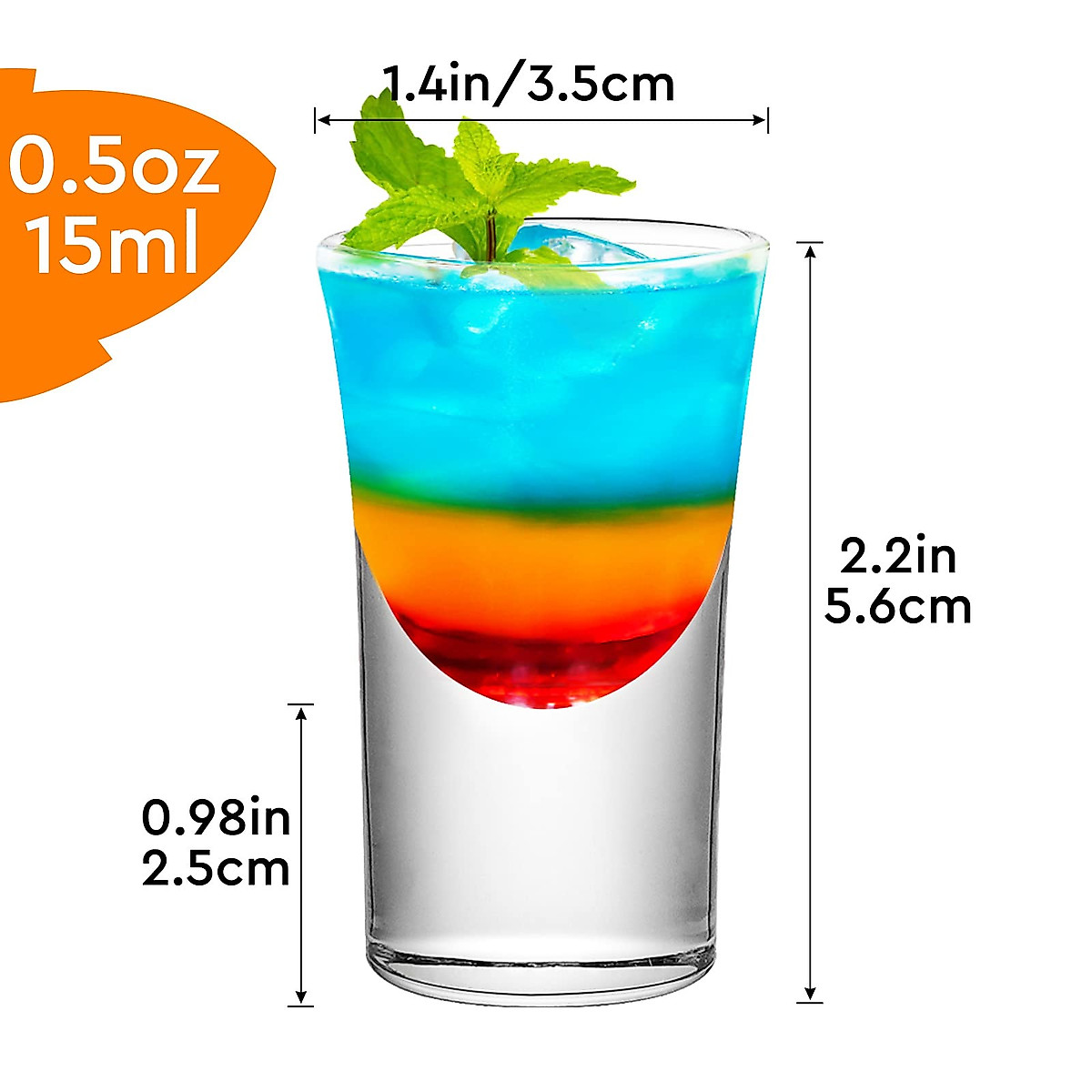 Supwinnet Shot Glasses Set of 6 with Heavy Base 0.5oz Cute Glass Shot Glasses Bulk Mini Wine Glasses Shot Cups Set for Vodka Whiskey Liqueurs Tequila Soju Espressos