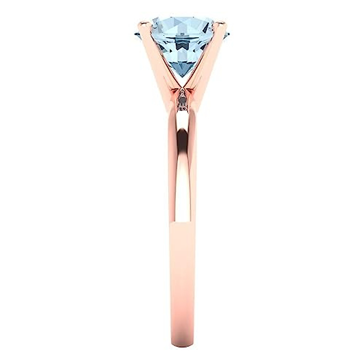 Clara Pucci 1.50 ct Round Cut Solitaire Natural Sky Blue Topaz gemstone Bridal Designer Anniversary Engagement Ring in 14k Rose Gold