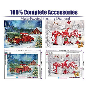 GESOON 2 Pack 5D Diamond Painting Kits for Adults,Chrismas DIY Diamond Art Kits with Round Full Drill Diamonds Paintings Gem Art for Home Wall Decoration Gift 12X16 Inch (2 Pack Diamond Painting)