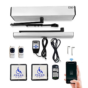 Olideauto Automatic Door Closer,AC110V Input Power Door Opener,Workable with Siri,Alexa,Google Assistance,App Remote Control Automatic Door with Smart WiFi Receiver and Wireless Handicap Wall Buttons