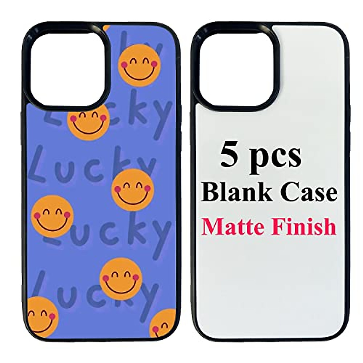 JUSTRY 5PCS Sublimation Blanks Phone Case Bulk Covers Compatible with iPhone 14 Pro Max,6.7-Inch(2022),Easy to Sublimate DIY Customized Anti-Slip Case Soft Rubber Cover 2 in 1 2D with Inserts Matte