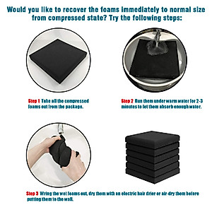 JBER Acoustic Studio Foam, 6 Pack 2" X 12" X 12" Round C-Panel Sound Foam Panels Soundproofing Treatment Studio Wall Padding Sound Absorbing Fireproof Pyramid Wedge Tiles