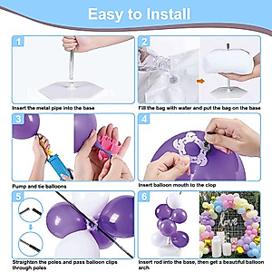 RUBFAC Balloon Arch Stand Kit with 100pcs Rainbow Balloons 2 Pumps 10Ft Wide Adjustable Balloon Arch with Water Bases 60 Balloon Clips for Wedding Graduation Decoration Birthday Party Supplies