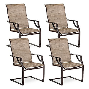 BALI OUTDOORS All-Weather Spring Motion Textile Patio Dining Chairs Set of 4 for Outdoor Lawn Garden Backyard