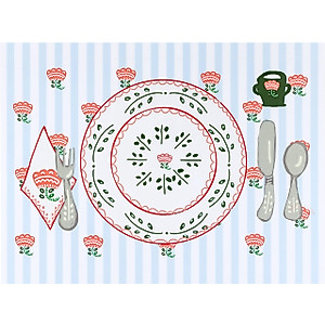SharkBliss Montessori Placemat, Easter Floral Bunny Themed Montessori Placemat Table Place Setting Etiquette Education Placemat Set of 4 for Toddler Kid Child Preschool Homeschool Dining Table Manners