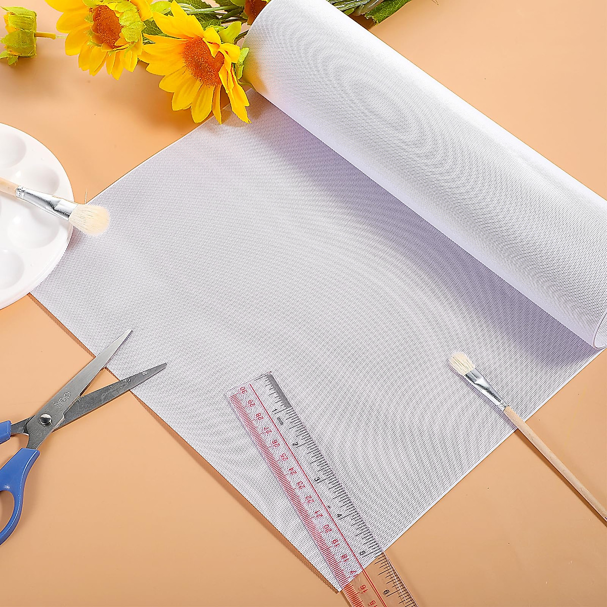 Fursuit Eye Mesh Waterproof Plastic Mesh Canvas Sheet 0.2mm Thick White Printable PVC Mesh for Mask Eyes Furries Cosplay Props Sculpting Fursuits Decor Craft Making 30cmx1m Hole 0.5mm