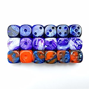 Bescon Unpainted Gemini 16MM Game Dice with Blank 6th Side, 3 Assorted Color Set of 18pcs, Two Tone Dice