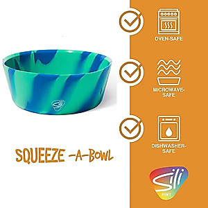 Silipint Squeeze-a-Bowl Silicone Bowl Set, Flexible and Unbreakable Bowls, Microwave-, Dishwasher-, and Freezer-Safe Bowls for Indoor and Outdoor Use, Headwaters & Deep Pool, Set of 2