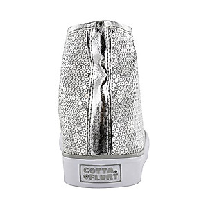 GOTTA FLURT Women's Disco II Sequin Glitter Fashion High Top Dance Sneakers Silver