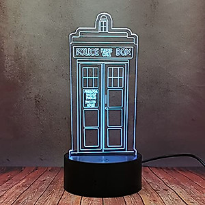 3D LED Night Light Police Box Tardis Touch Remote Control with 16 Color Gradient and Flash Creative Call Box Desk Lamp Home Bedroom Deco Sleep Boy Birthday Gift Best Toy