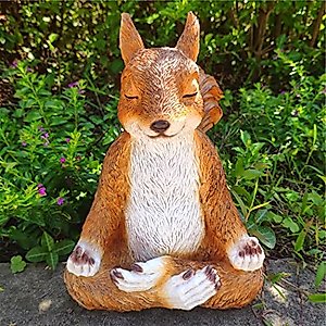 Carchistan Big Size Zen Yoga Squirrel Statues Outdoor or Indoor, Feng Shui Meditation Vastu Animal Figurines for Garden Patio or Lawn,9" Inches Tall