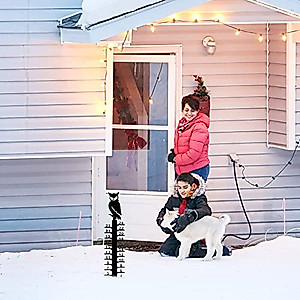 Gift 24cm Snowflake Snow Measuring Instrument Snowmobile Snow Measuring Instrument Metal Snow Measuring Ruler Outdoor Garden Ornament See Level System (Black, One Size)