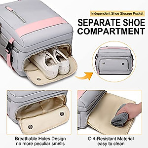 InduSKY Large Travel Backpack for Women, 40L Carry On Backpack Airline Flight Approved with USB Charging Port Shoes Compartment, Personal Luggage Backpack Casual Daypack 15.6 Inch Laptop Backpack