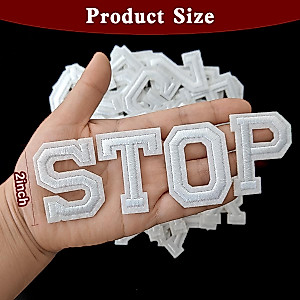 CXWLJL 52Pcs Iron on Letter Patches, Letters A-Z Embroidered Applique Patches for Clothes, Skirts, Hats, Socks, Jeans DIY Accessories - White