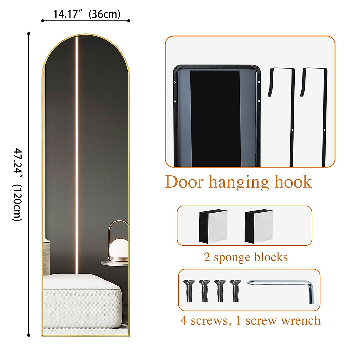 Protylctaster Full Length Mirror Wall Mounted Mirror Black and Gold Over The Door Mirror Full Length Bundle Sale