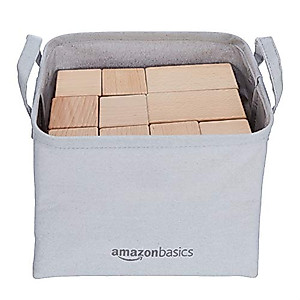 Amazon Basics Solid Wood Standard Unit Building Blocks with Carry Bag - Set of 70, Natural