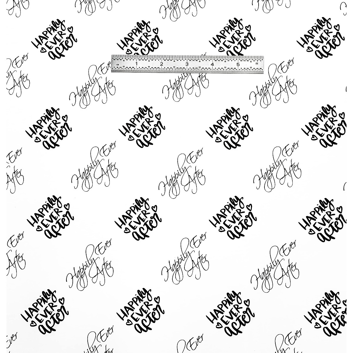 Happily Ever After Gift Wrapping Paper on White - 24"x10'
