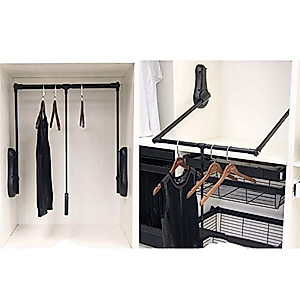 Drop-Down Wardrobe Hanger, Adjustable 510-1150mm, Closet Rod Wardrobe Lifter Storage Rack, Effectively Saving Space, Bearing 30KG (Size : 650-850mm)