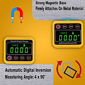 eOUTIL Magnetic Digital Angle Finder Protractor Inclinometer - Cube Digital Level Angle Gauge with Magnetic Base and Backlight - Precision Level Box for Woodworking, Construction, Machinery, Masonry