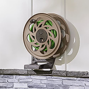 Suncast CPLSTA125B 125-Foot Sidetracker Garden Guide Side Tracker 125 ft. Brown Wall Mounted Hideaway Hose Reel, No Size, Taupe