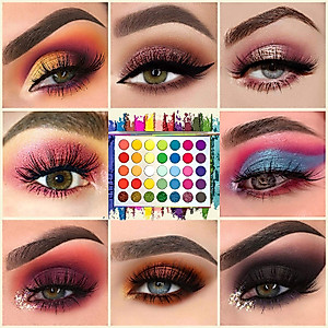 Jutoe Eyeshadow Palette,35 Colors High Pigmented Makeup Palette Matte And Shimmer Glitter Powder Eye Shadow Waterproof Long Lasting Eye Shadow Palette(Style 2)